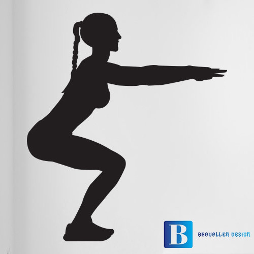 Woman Squats Fitness Gym Wall Window Art Stickers Decal Vinyl Room ...