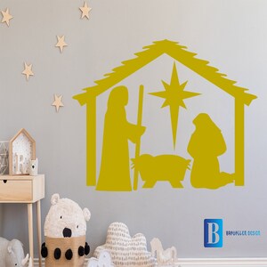 Christmas Season Crib Nativity Manger Scene Matt Vinyl Decal Sticker ...