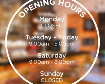 Shop Window Vinyl Decal With Logo, Business Opening Hours Sticker, Cafe ...