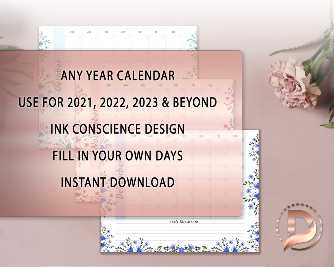 Multiple Year Printable Calendar 2021, 2022, 2023, 2024 & Beyond - Etsy