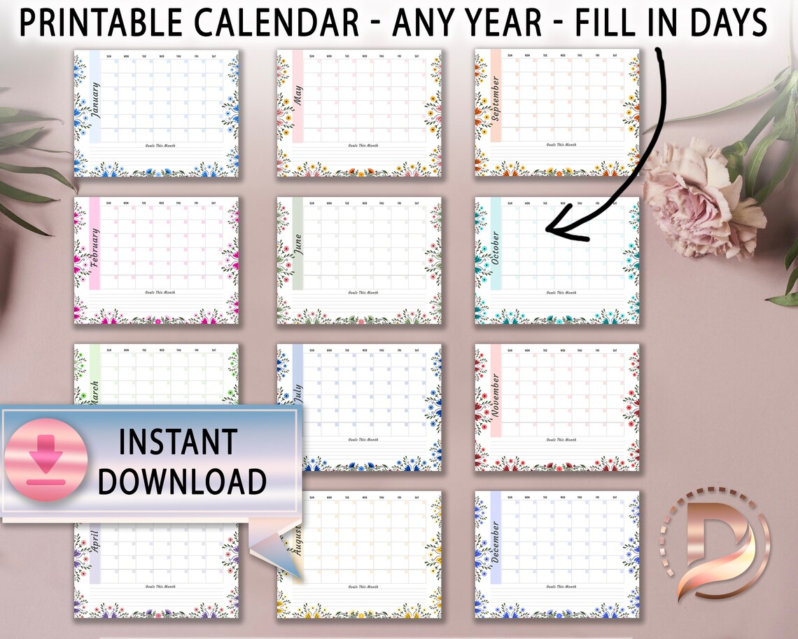 Multiple Year Printable Calendar 2021, 2022, 2023, 2024 & Beyond - Etsy