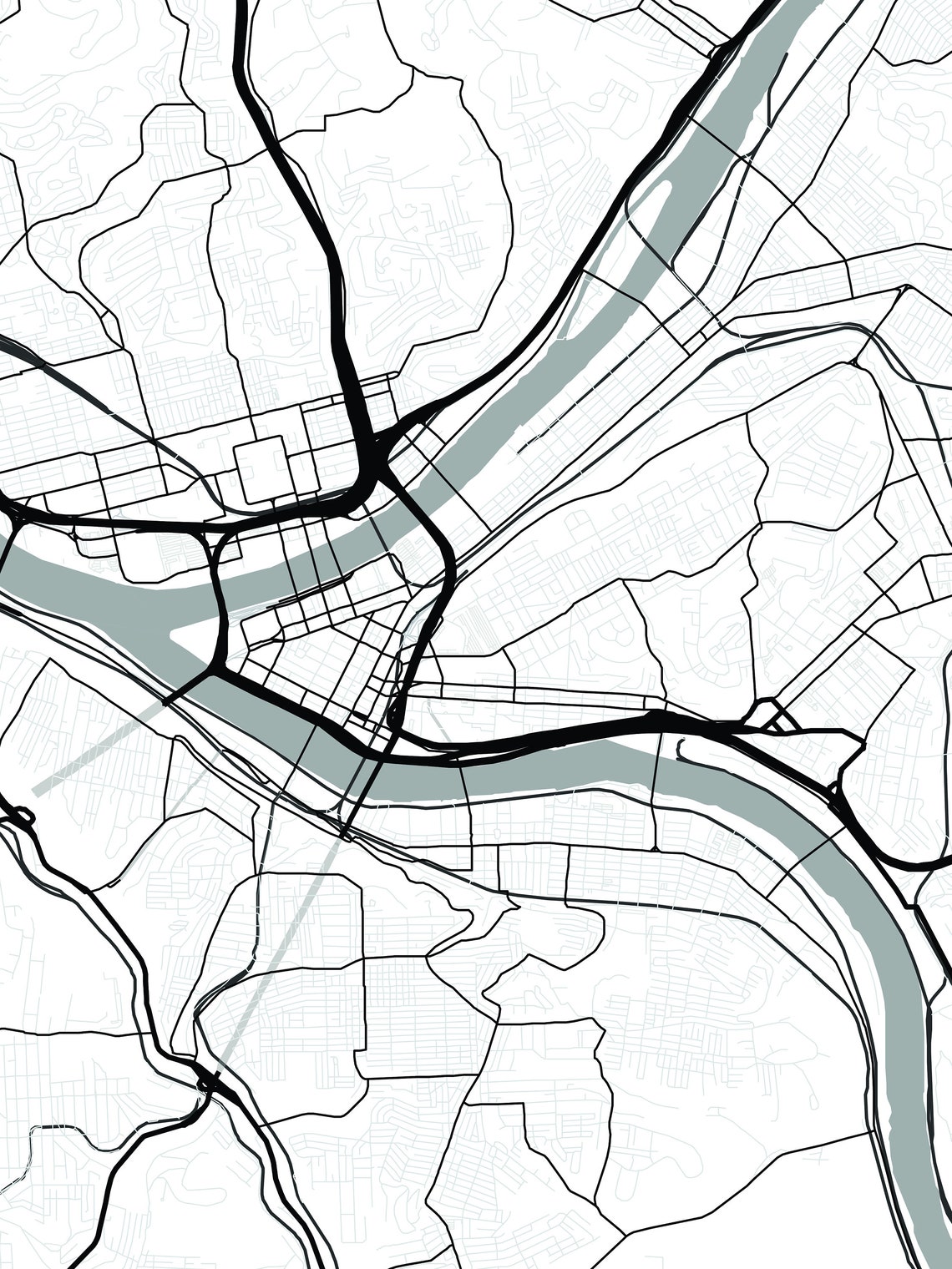 Pittsburgh City Road Map Minimal Poster 412 PGH Steelers - Etsy