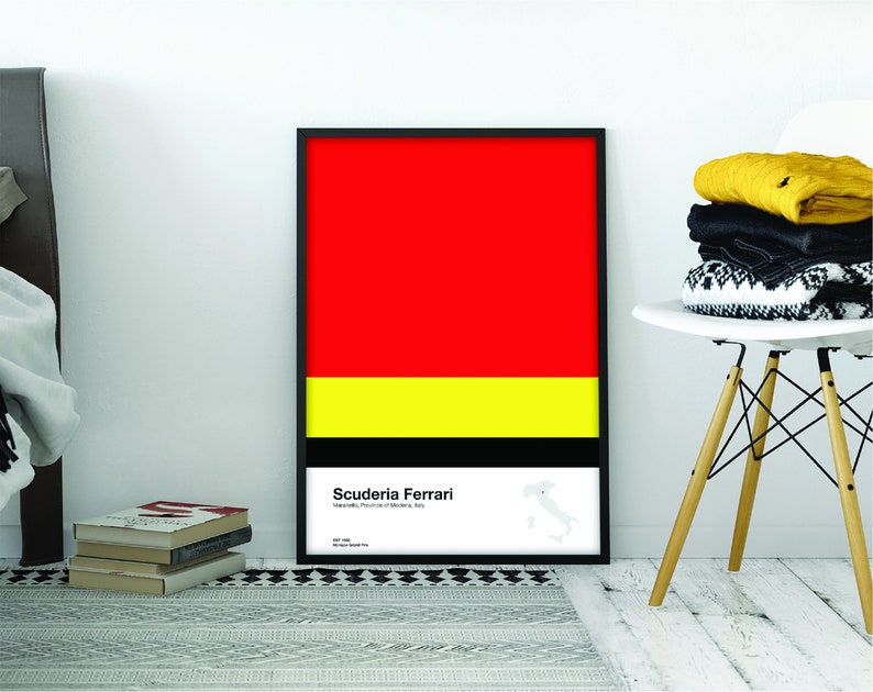 Ferrari F1 Team Poster: Minimalist Motorsports Art (digital Download ...