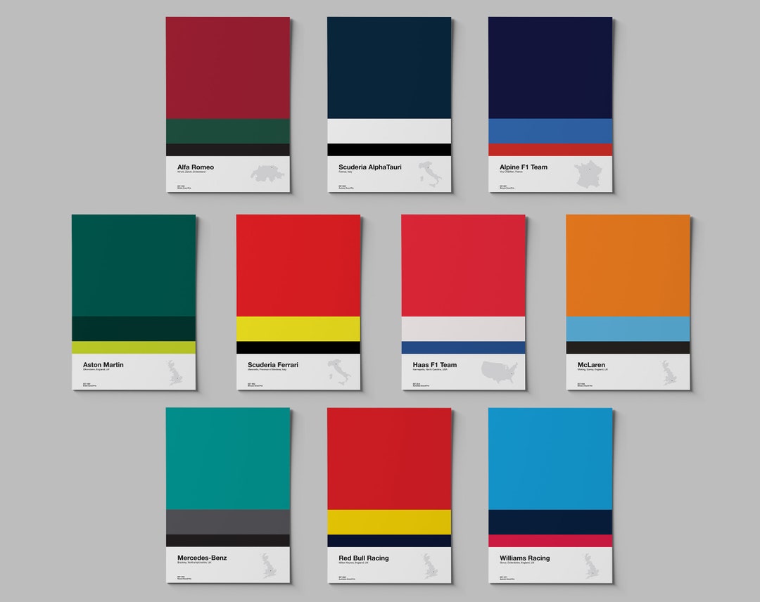 Formula 1 All Teams Posters Bundle | F1 Grand Prix | Headquarters City ...