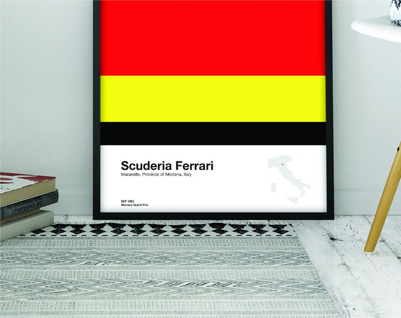 Ferrari F1 Team Poster: Minimalist Motorsports Art (digital Download ...