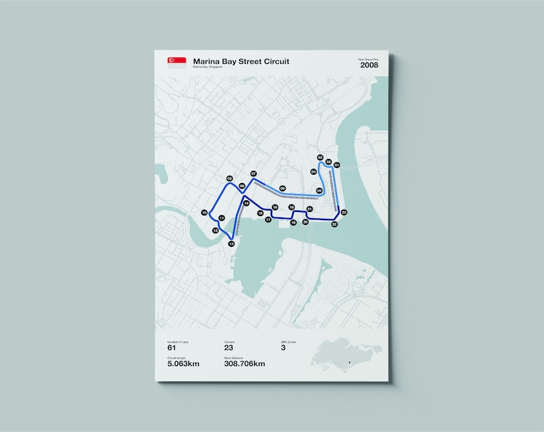 Formula 1 Marina Bay Street Circuit Downloadable Poster | F1 Grand Prix ...