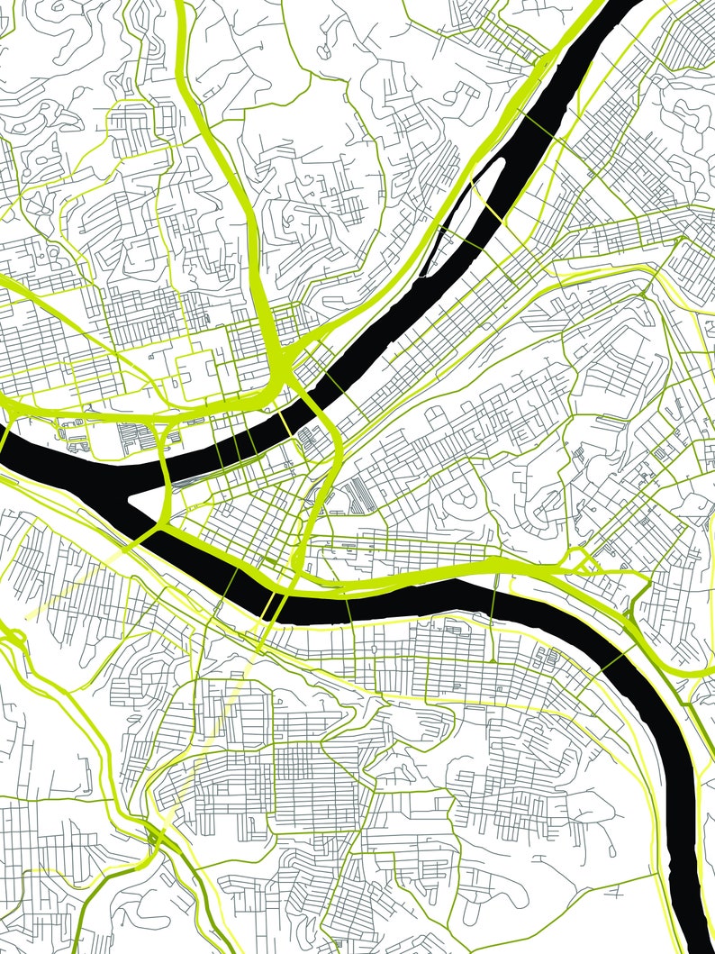 Pittsburgh City Road Map Minimal Poster 412 PGH Steelers - Etsy