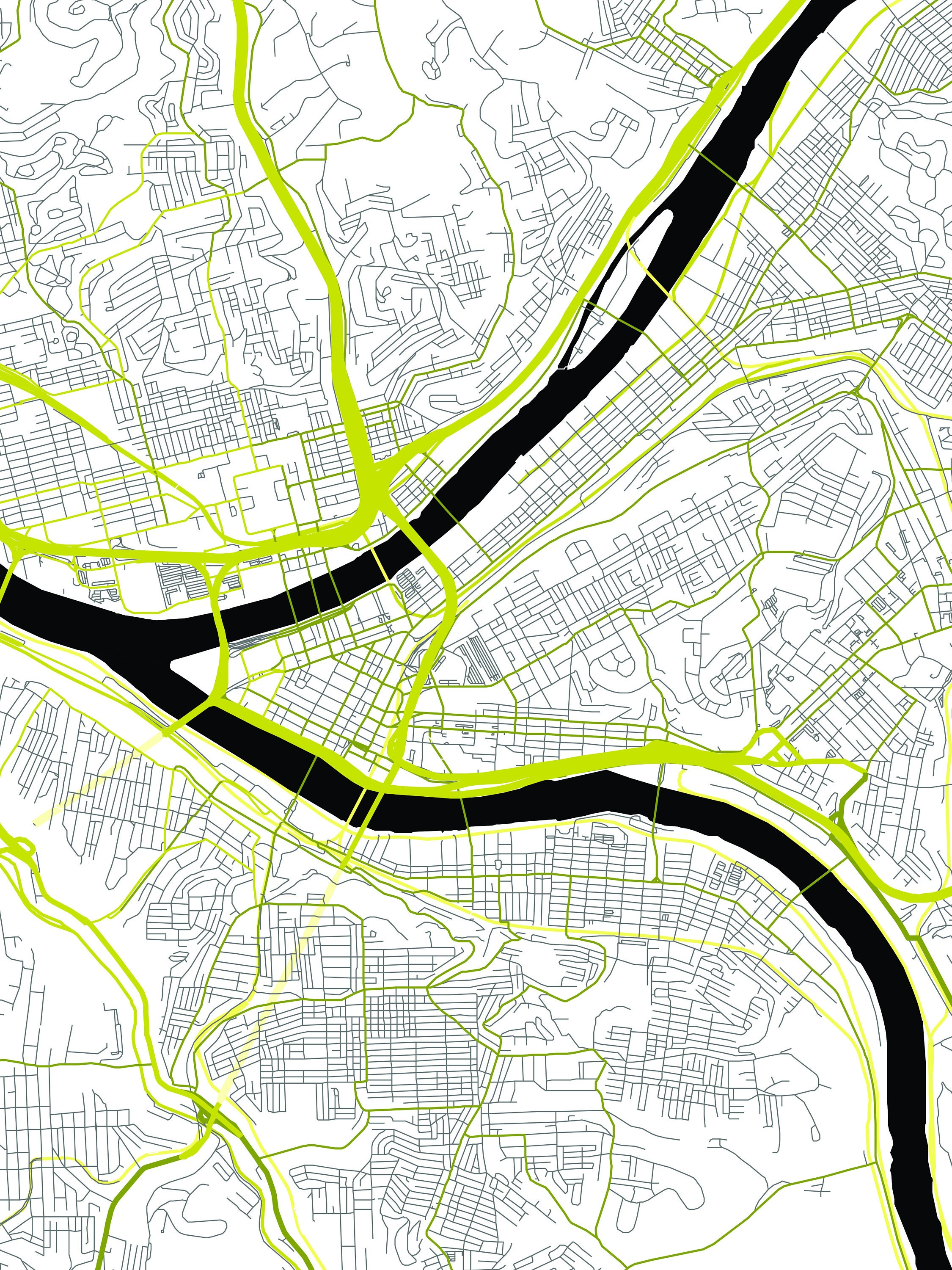 Pittsburgh City Road Map Minimal Poster 412 PGH Steelers - Etsy