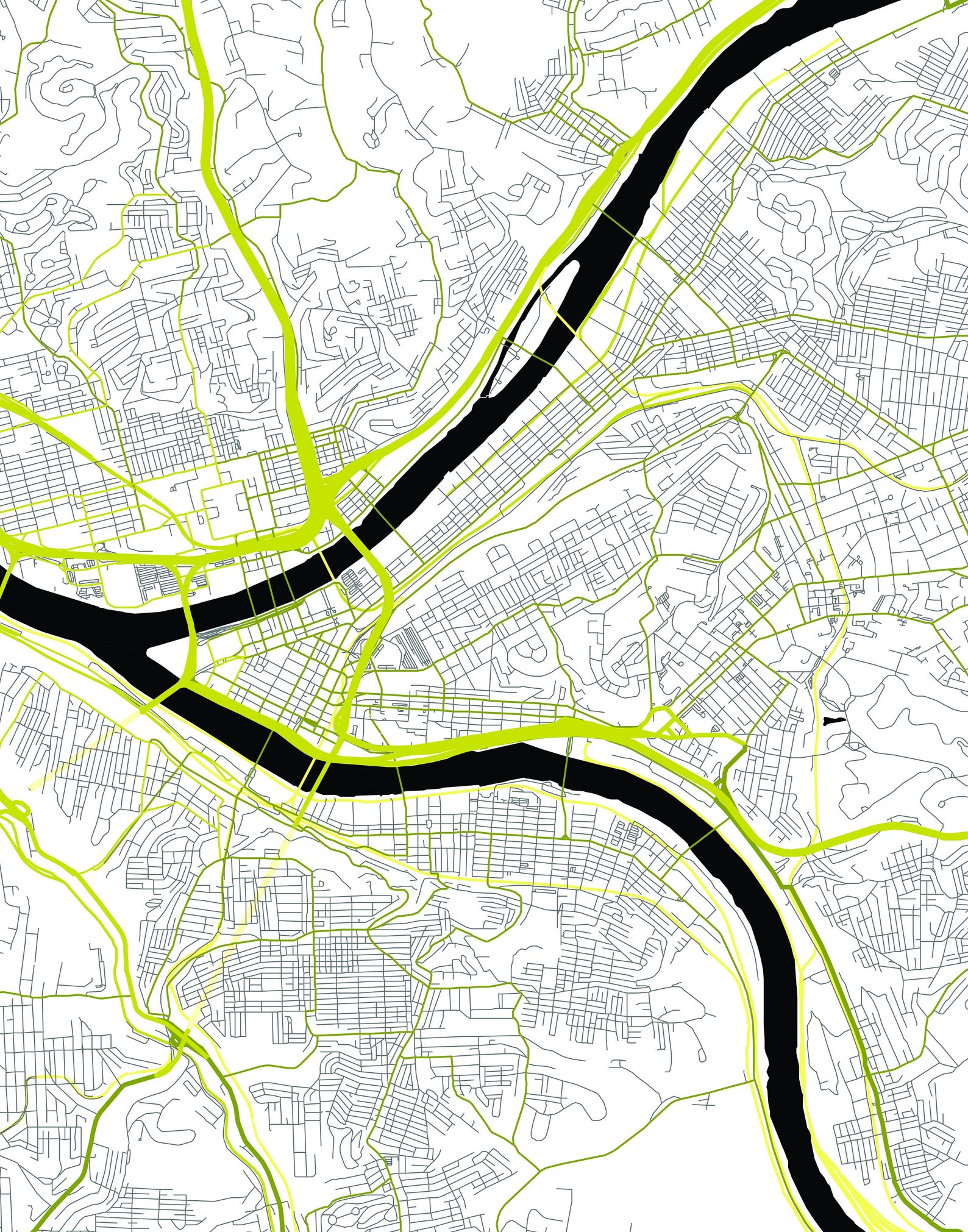 Pittsburgh City Road Map Minimal Poster 412 PGH Steelers - Etsy