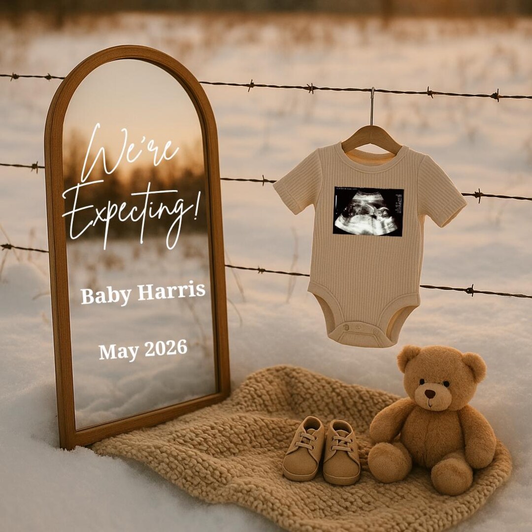 Winter Baby Announcement Template| “we’re Expecting” Canva Editable ...