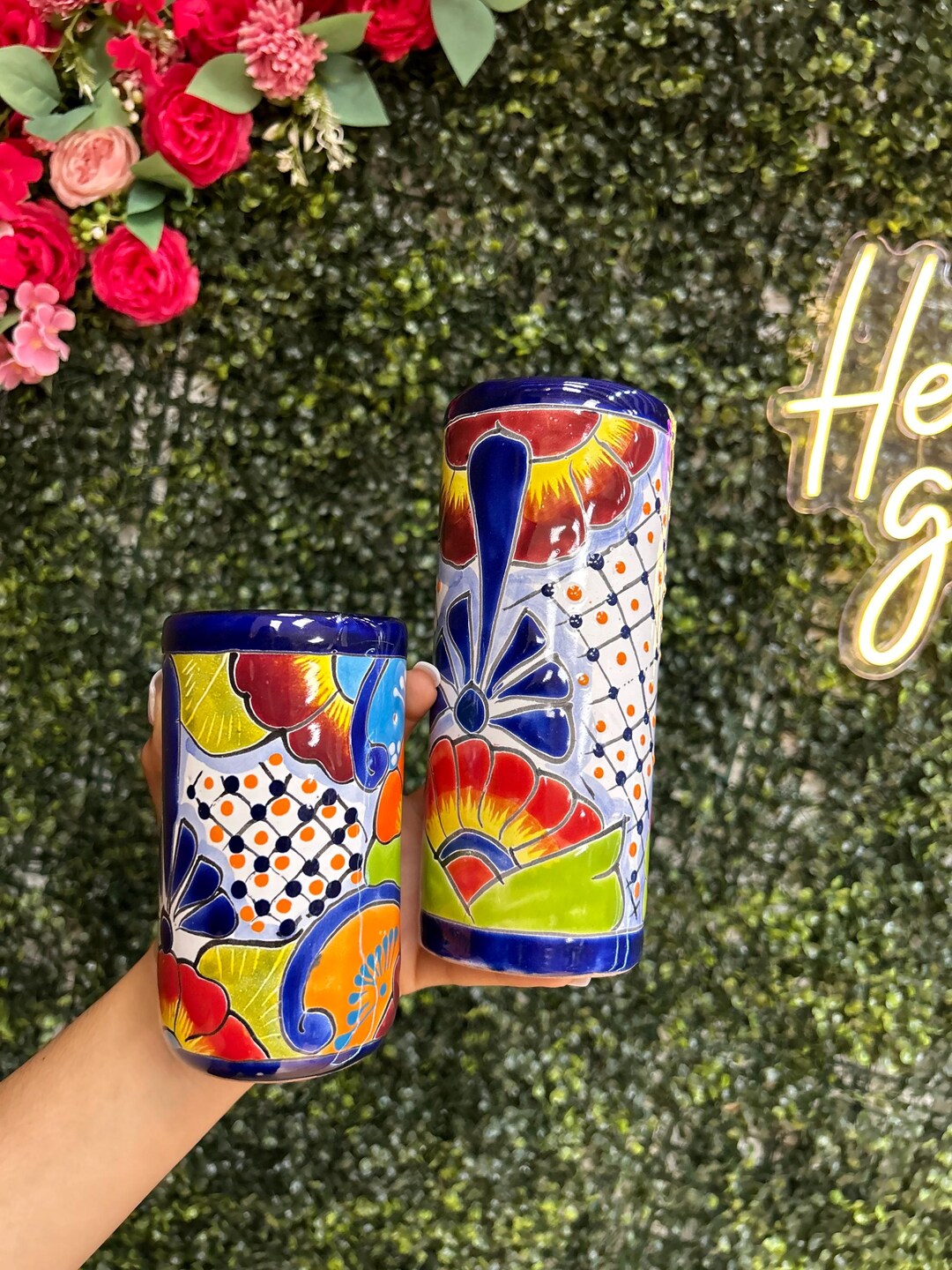 Talavera Tall Cups - Etsy