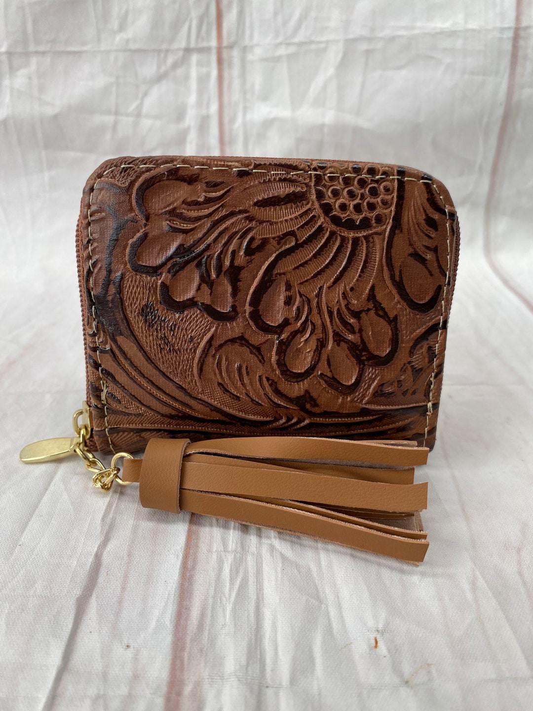 Tooled Leather Mini Wallet - Etsy