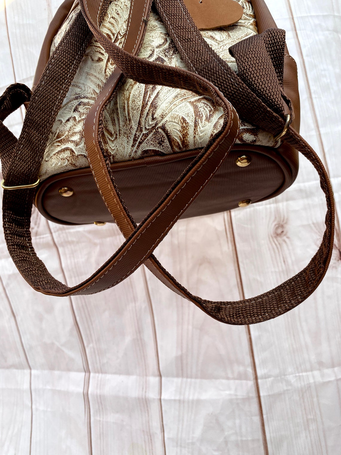 Cream leather back-bag | Etsy