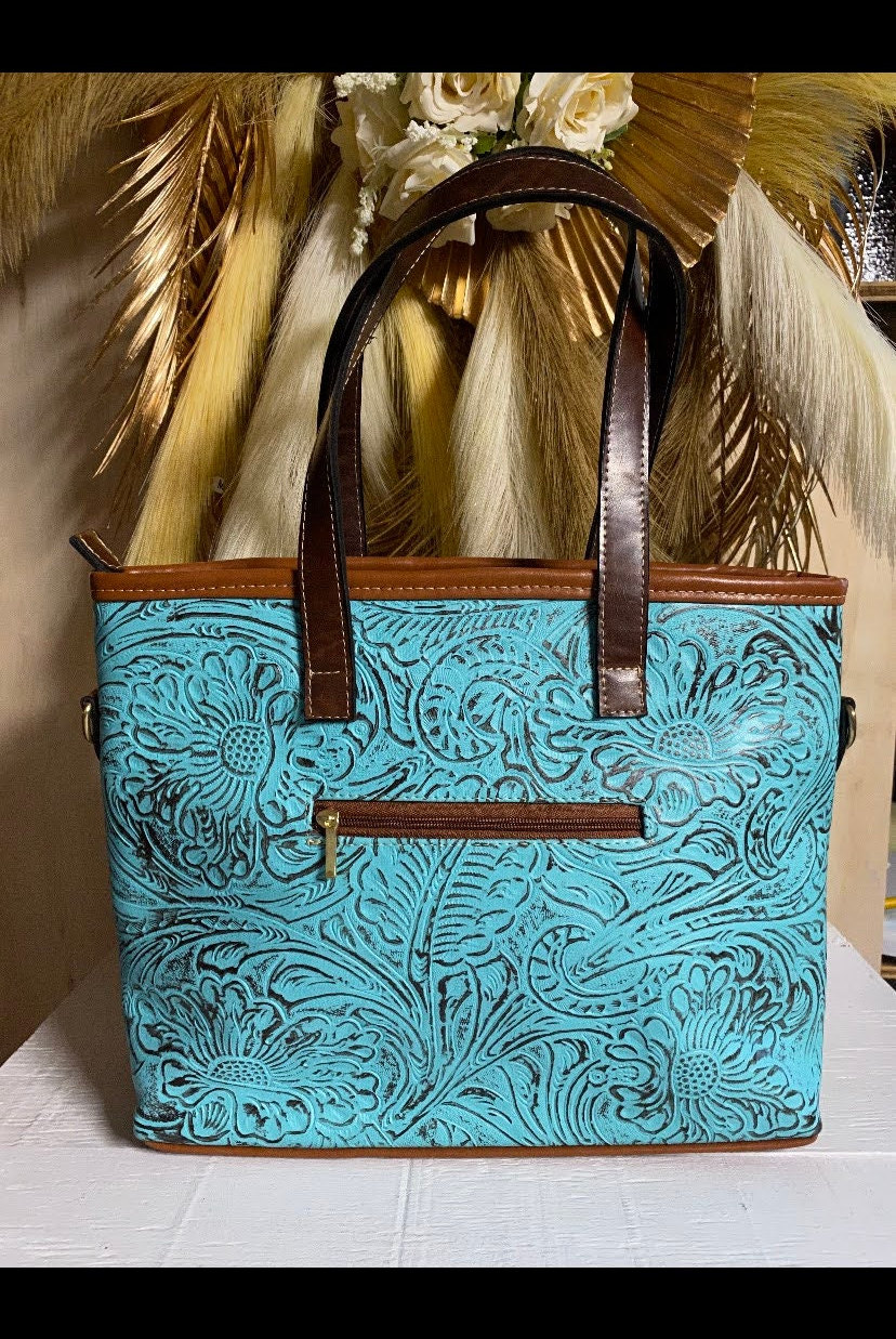 Turquoise Tooled Leather Purse - Etsy