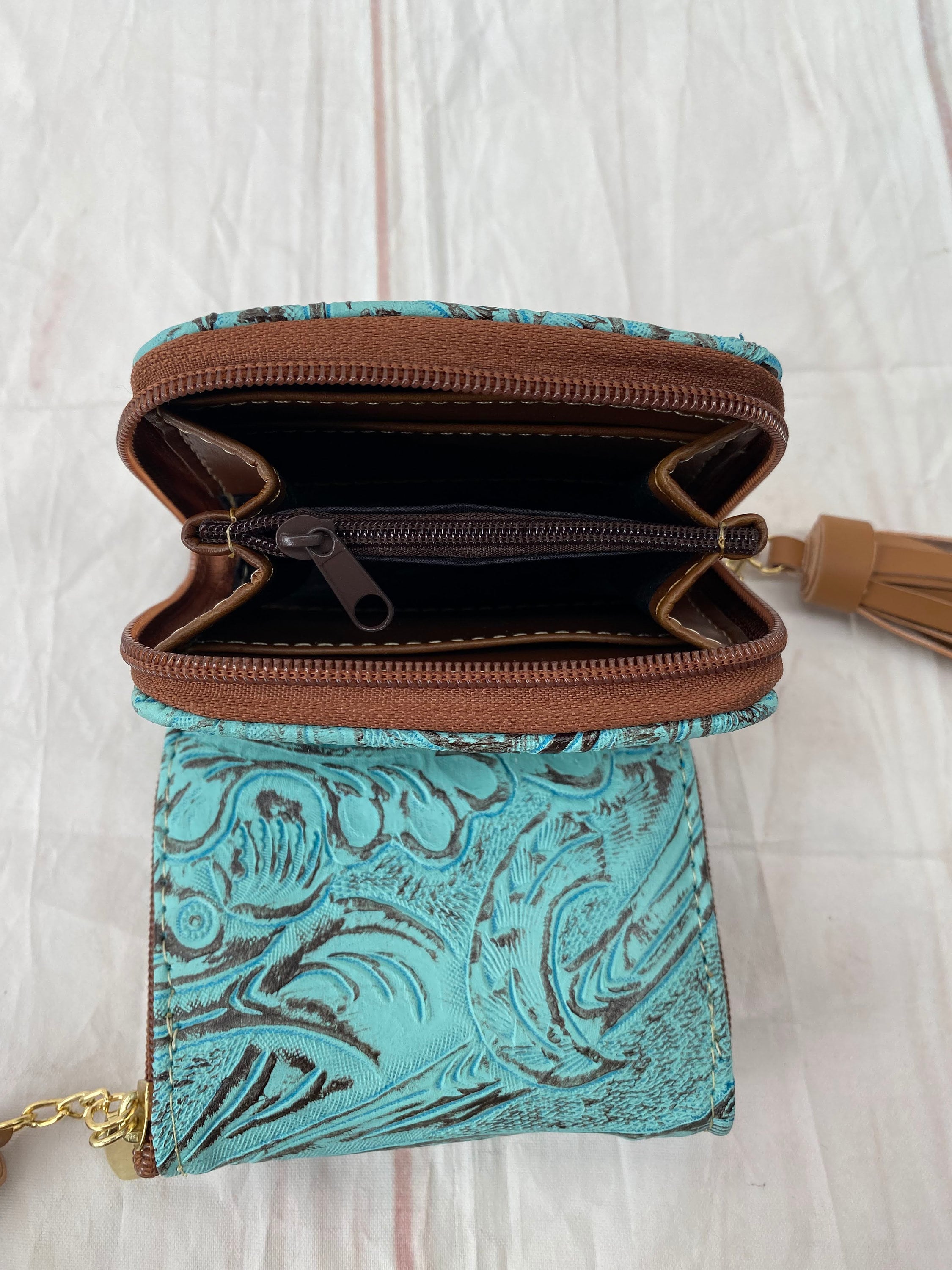 Mini Turquoise Leather Wallet - Etsy