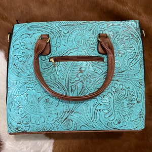 Turquoise Tooled Leather Purse - Etsy