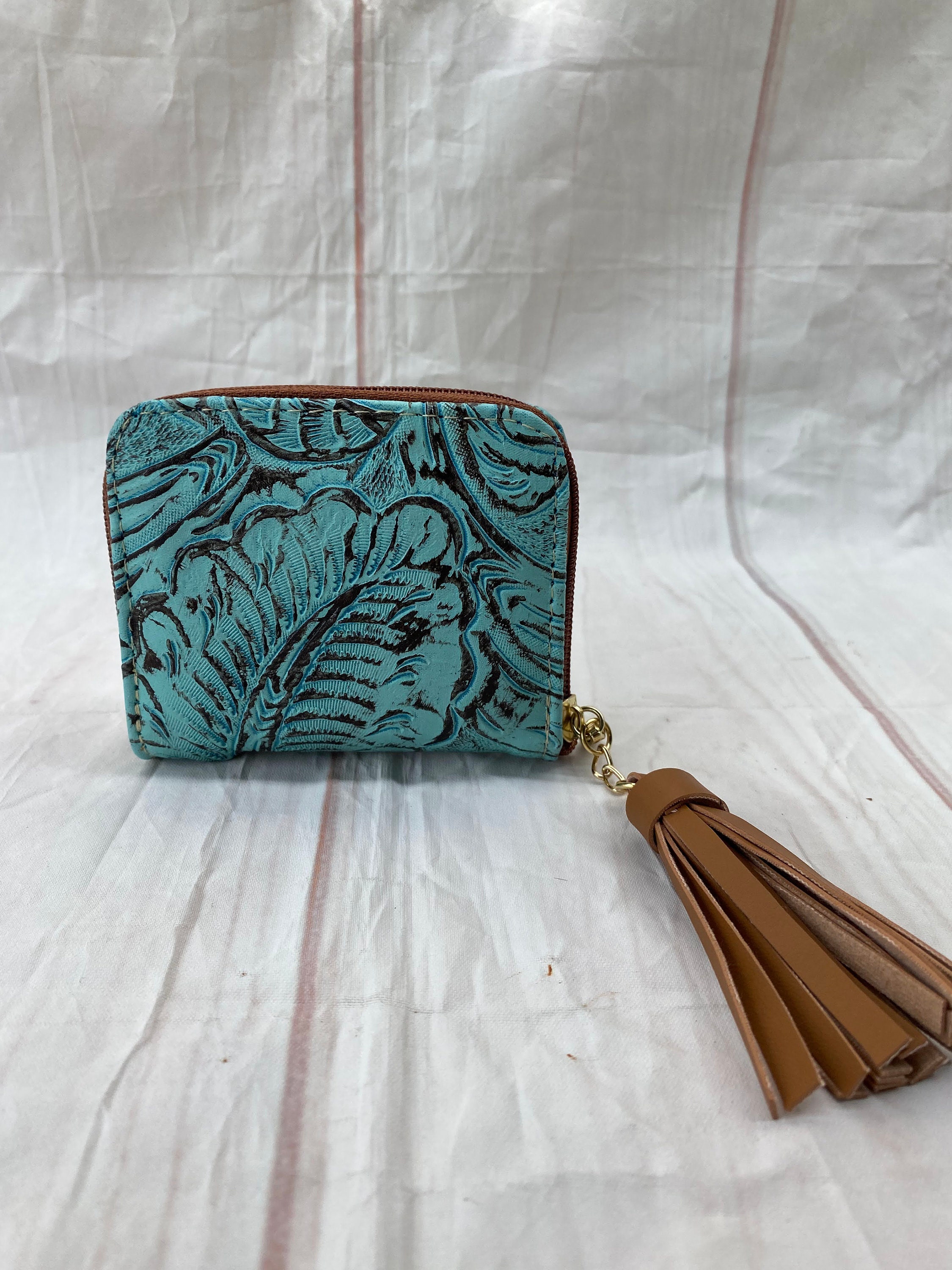 Mini Turquoise Leather Wallet - Etsy