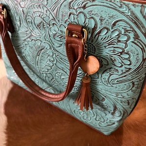 Turquoise Tooled Leather Purse - Etsy
