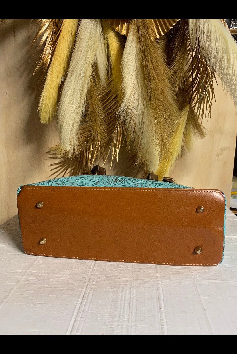 Turquoise Tooled Leather Purse - Etsy