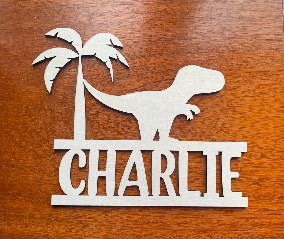 Children’s Door Sign, Dinosaur Name Sign, Wooden Name Decor, Kids ...