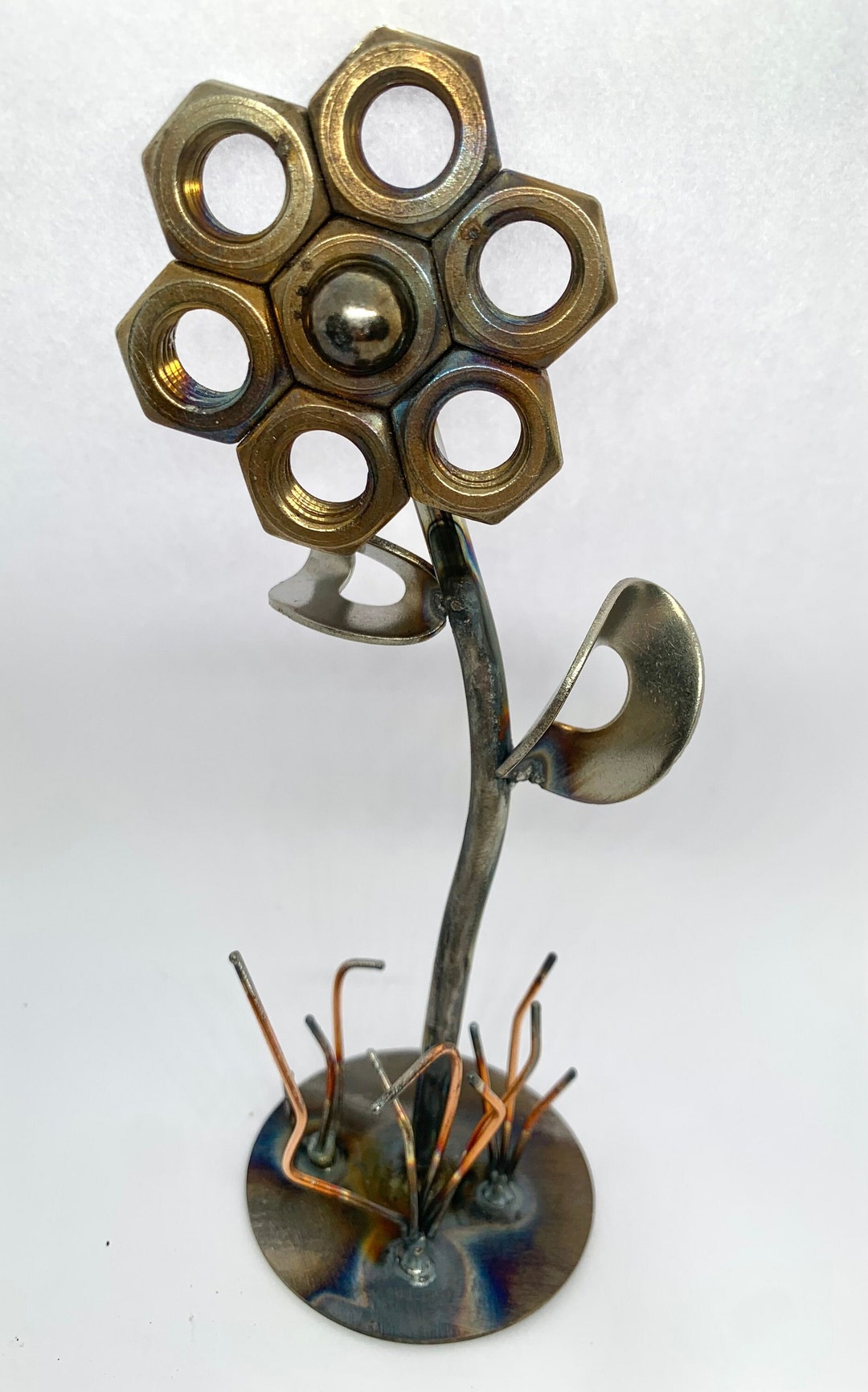 Metal Flower, Scrap Metal Weld Art Flower Ornament, Metal Flower ...