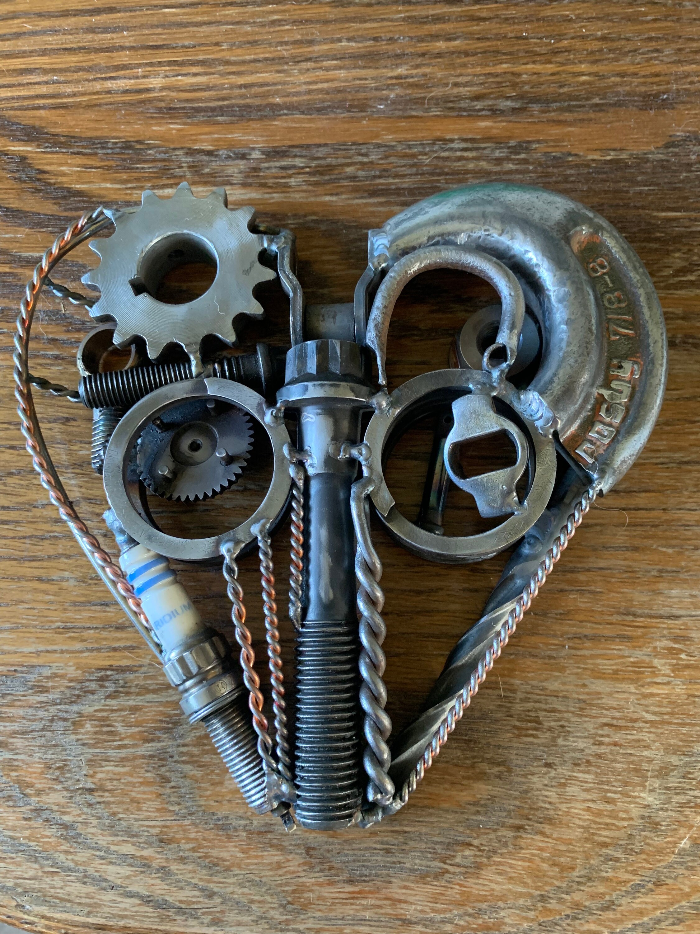 Scrap Metal Heart Sculpture Ornament, Weld Art Heart Figurine ...