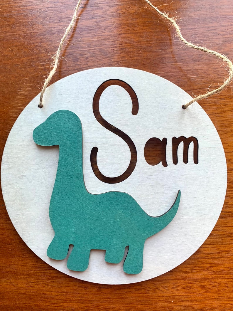 Dinosaur Name Sign, Personalised Kids Room Door Sign, Dinosaur Birthday ...