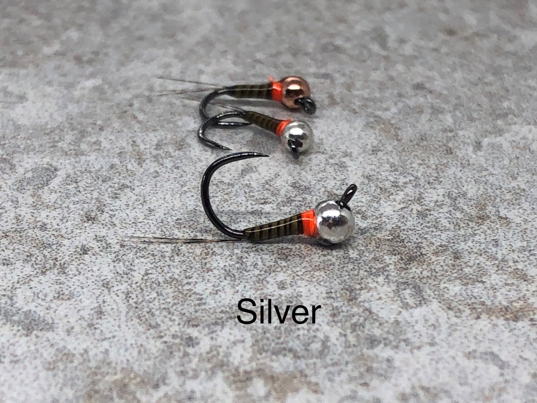 3 Tungsten Olive Quill Perdigon W Orange Hot Spot May Fly Fishing Fly ...