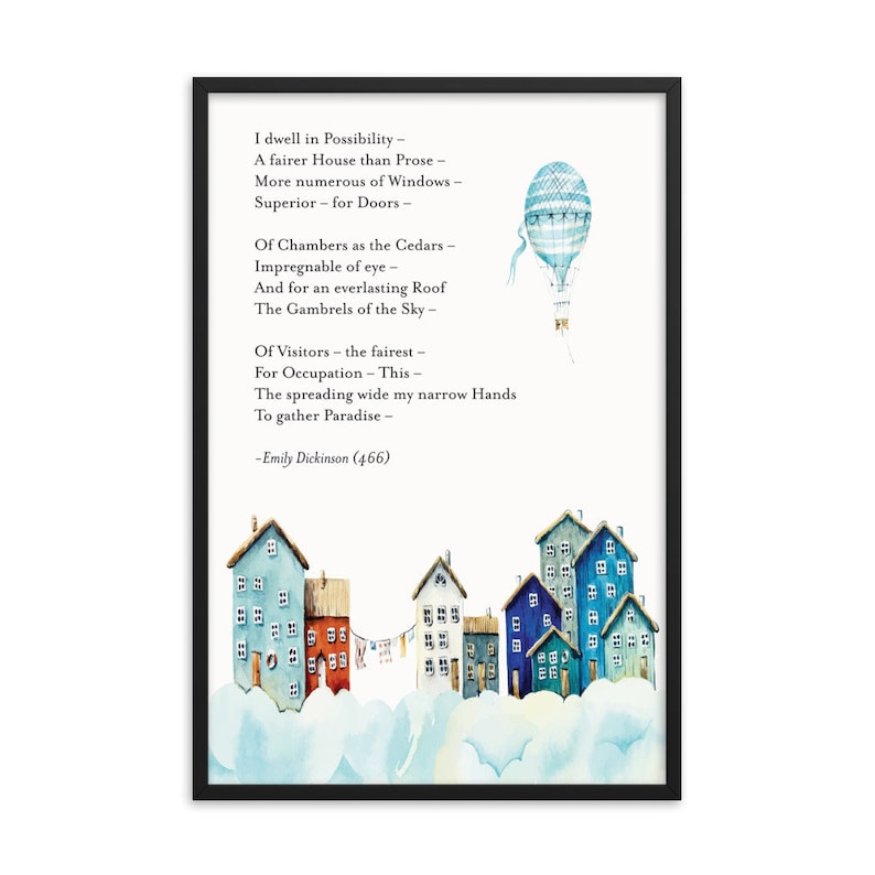 Emily Dickinson Poem | I Dwell in Possibility | Illustrated Poster ...