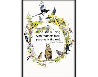 Hope is the Thing With Feathers Emily Dickinson Wall Decal - Etsy
