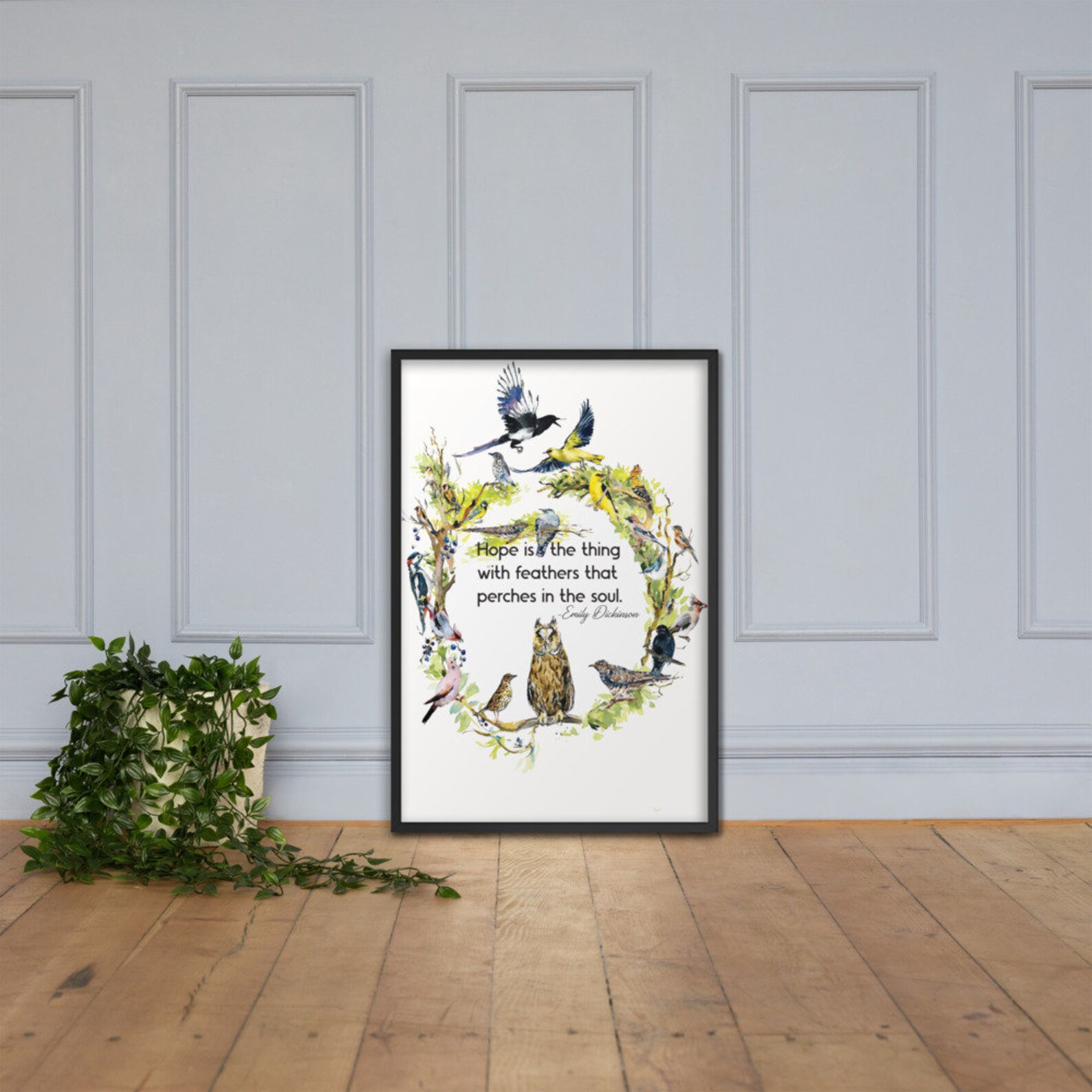 Emily Dickinson | Hope is the Thing With Feathers | Illustrated Poster ...