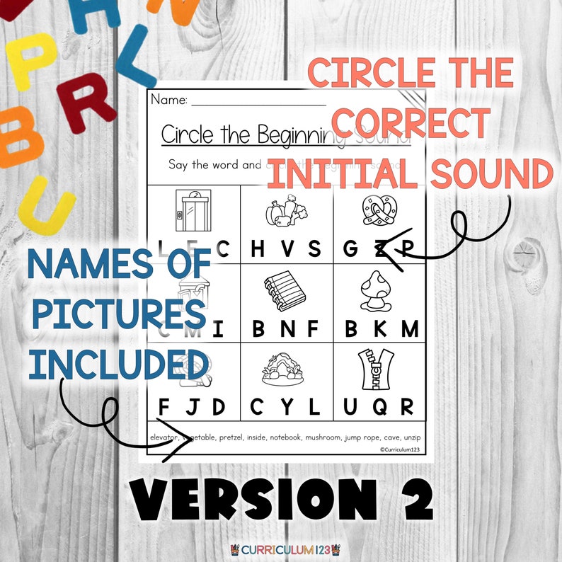 Beginning Sound Worksheet, Initial Sound Review Practice, Kindergarten ...