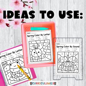 Spring Color by Number & Letter Activities: Preschool Printable - Etsy