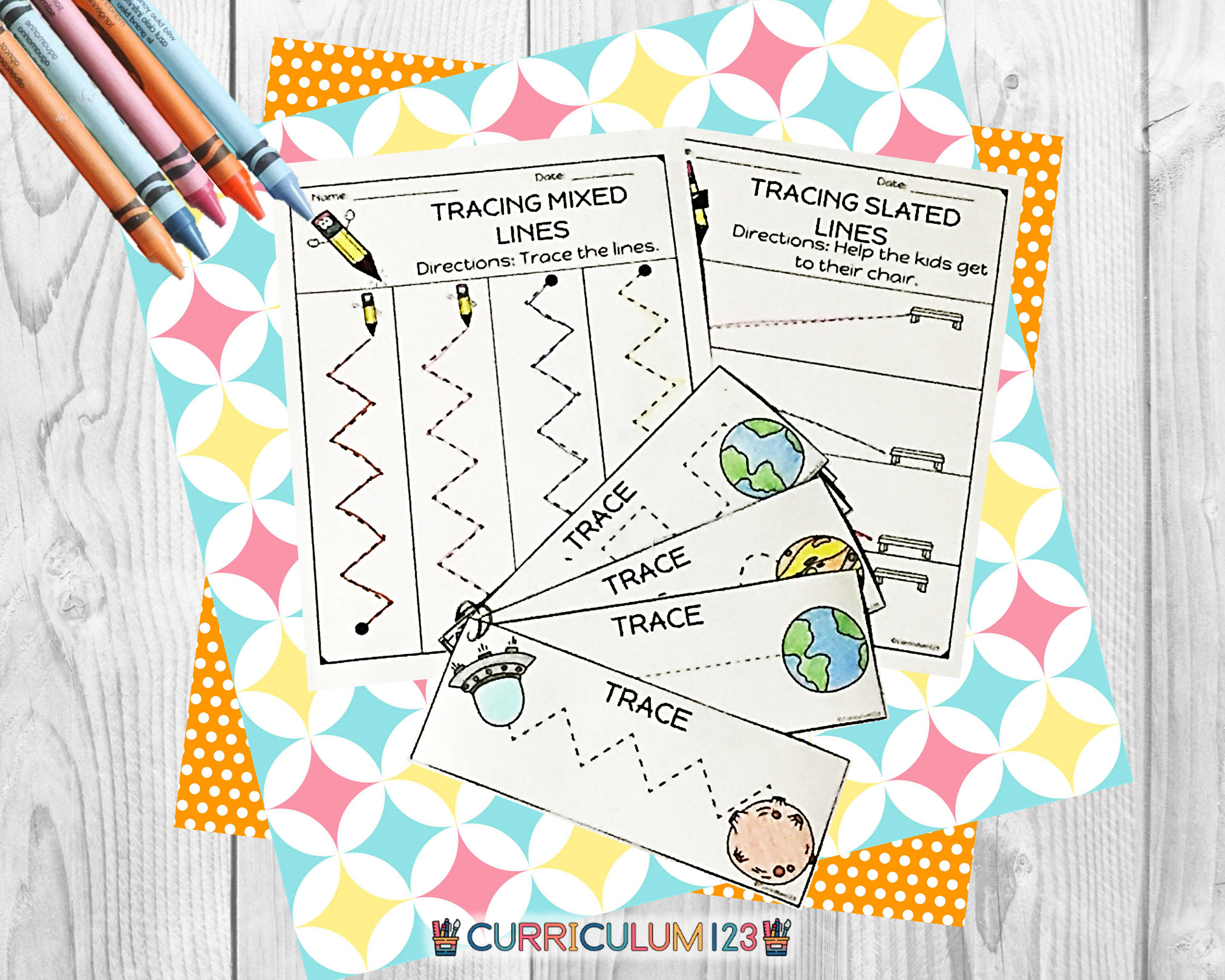 Tracing Lines Preschool Worksheets Homeschool Prewriting Trace Lines - Etsy