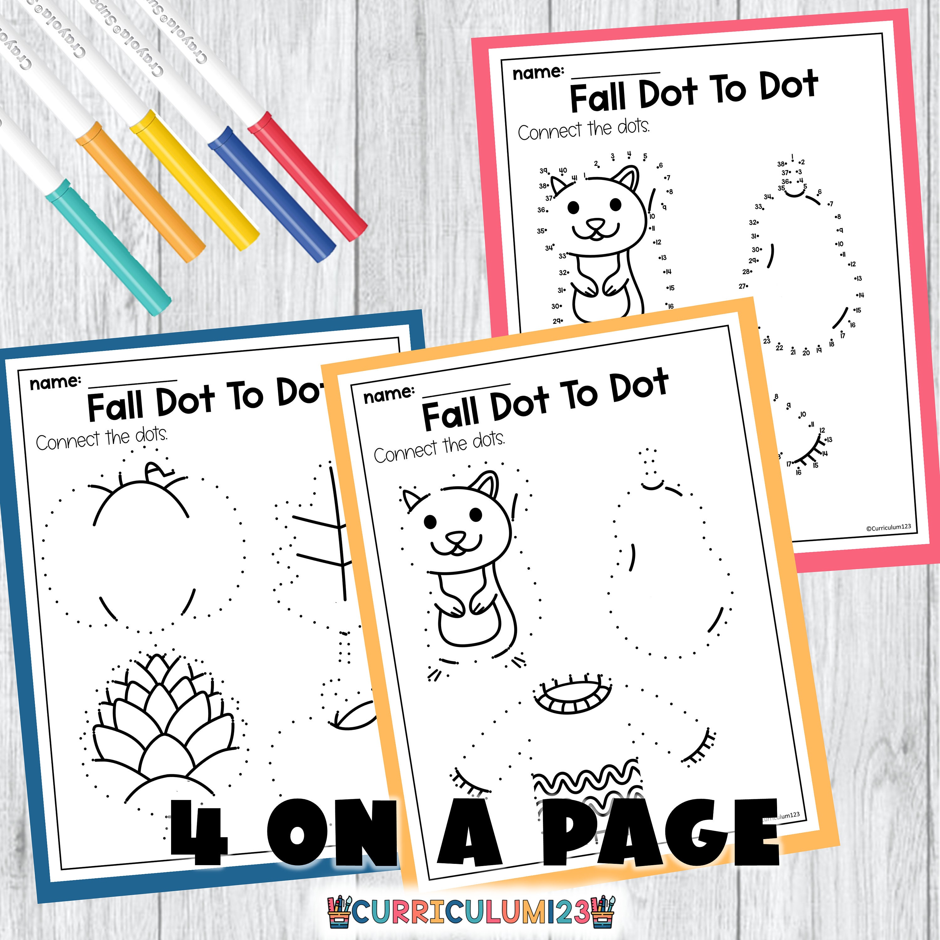 Fall Dot to Dot Printable Coloring Pages Fall Activities for Preschool ...