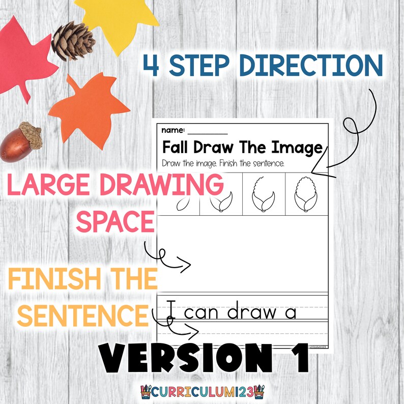 Fall Directed Drawing Printable Draw the Picture Fall - Etsy