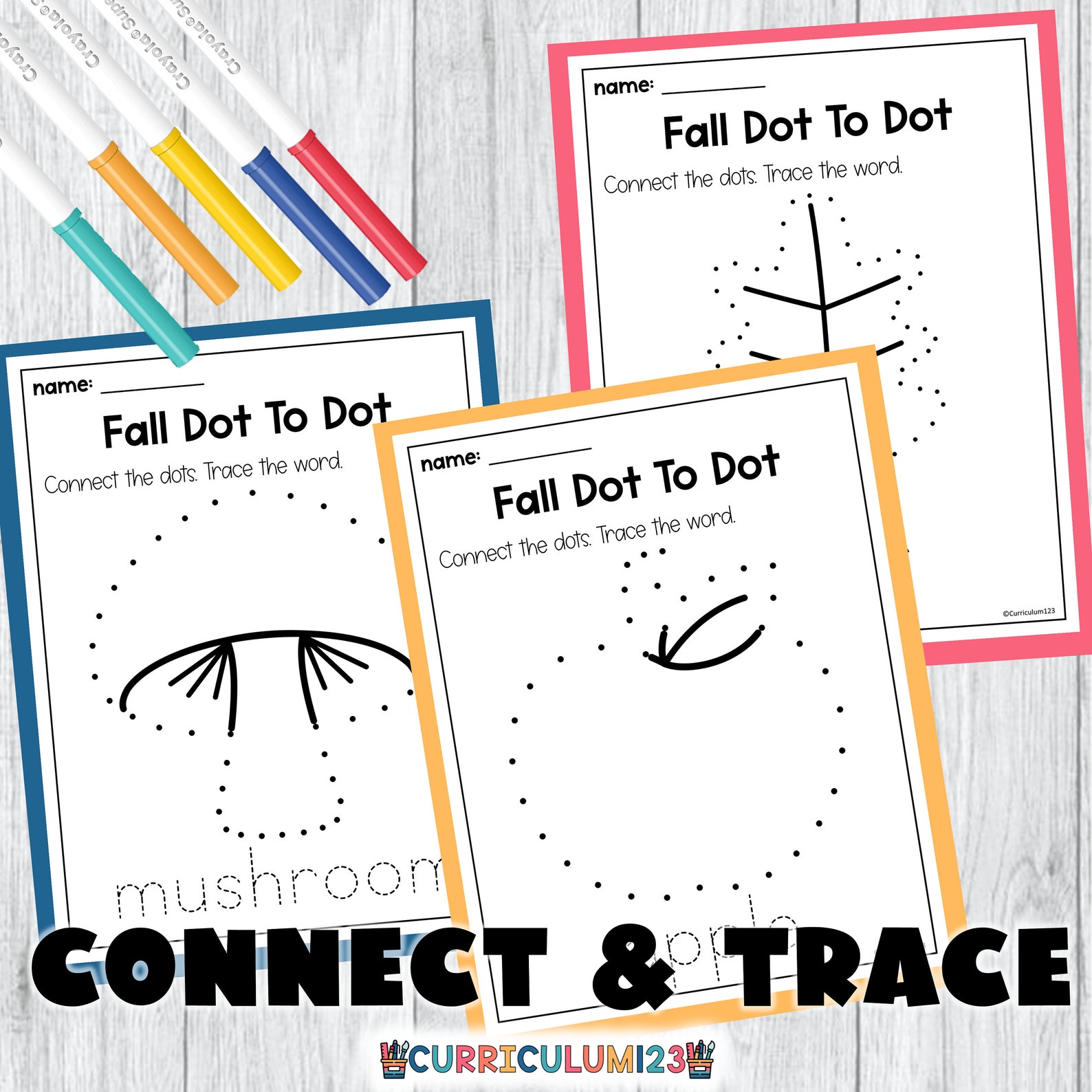 Fall Dot to Dot Printable Coloring Pages Fall Activities for Preschool ...