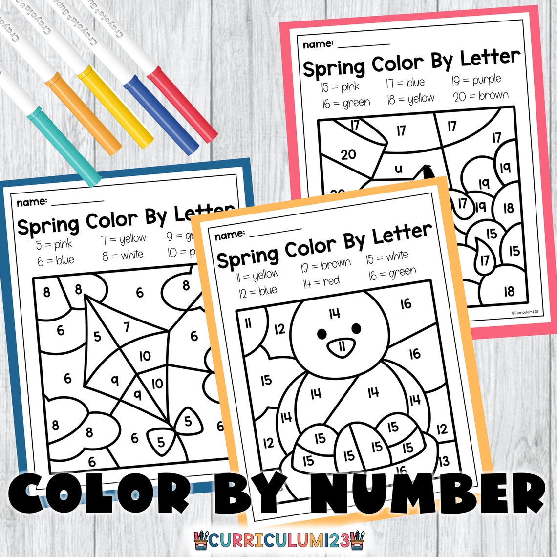 Spring Color by Number Printable Color by Letter Spring Activities for ...