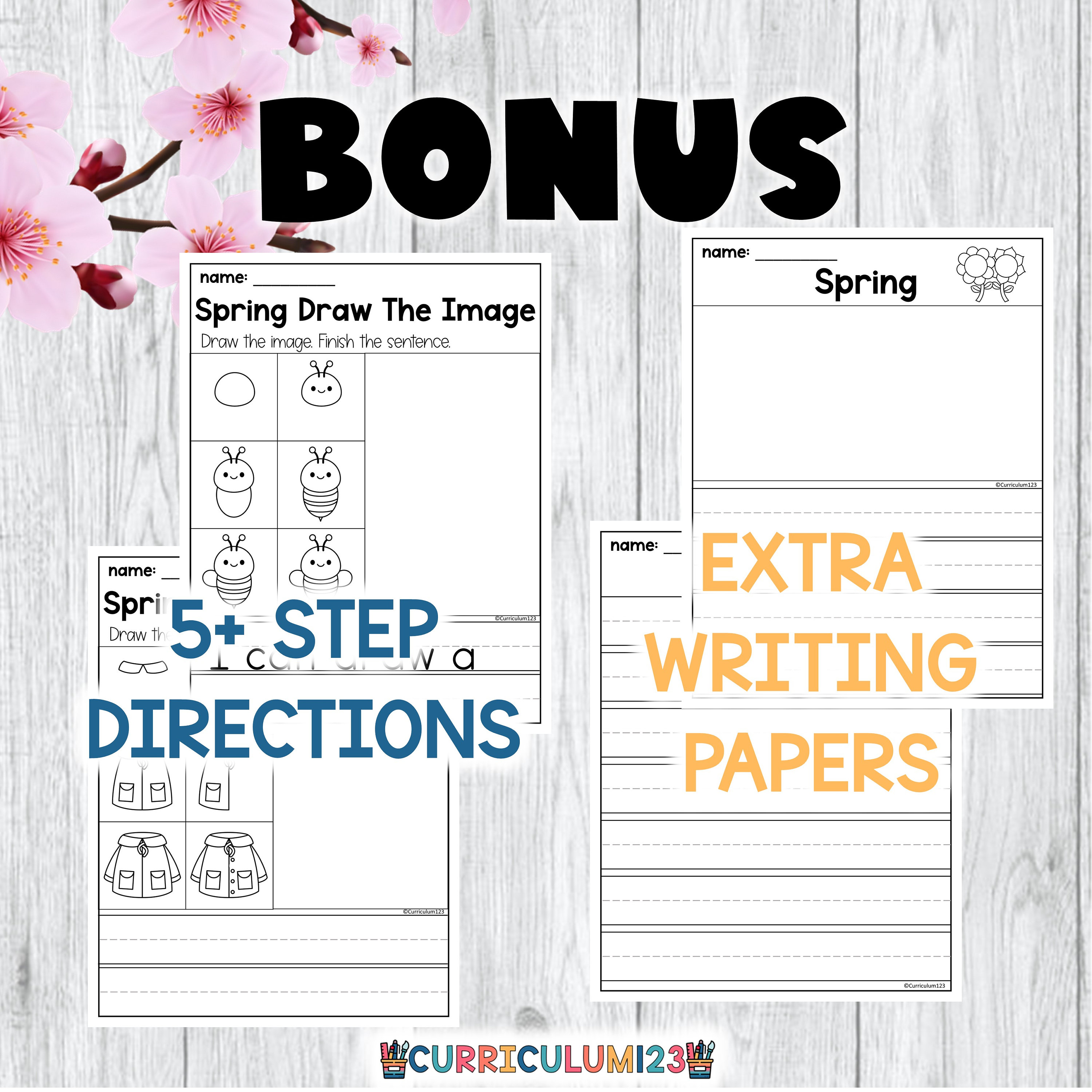 Spring Directed Drawing Printable Draw the Picture Spring Activities ...