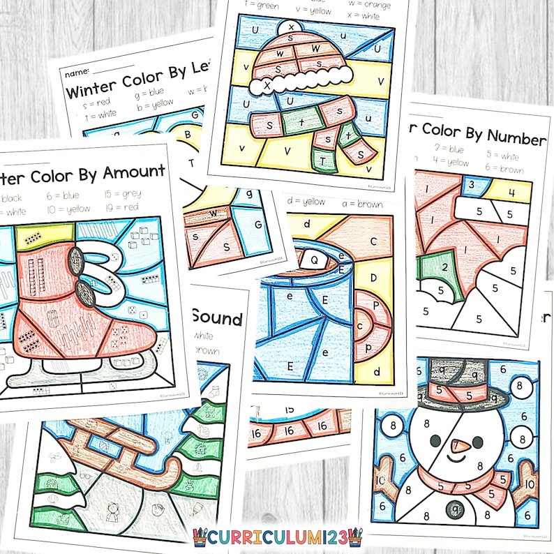 Winter Color by Number Printable Color by Letter Winter Activities for ...
