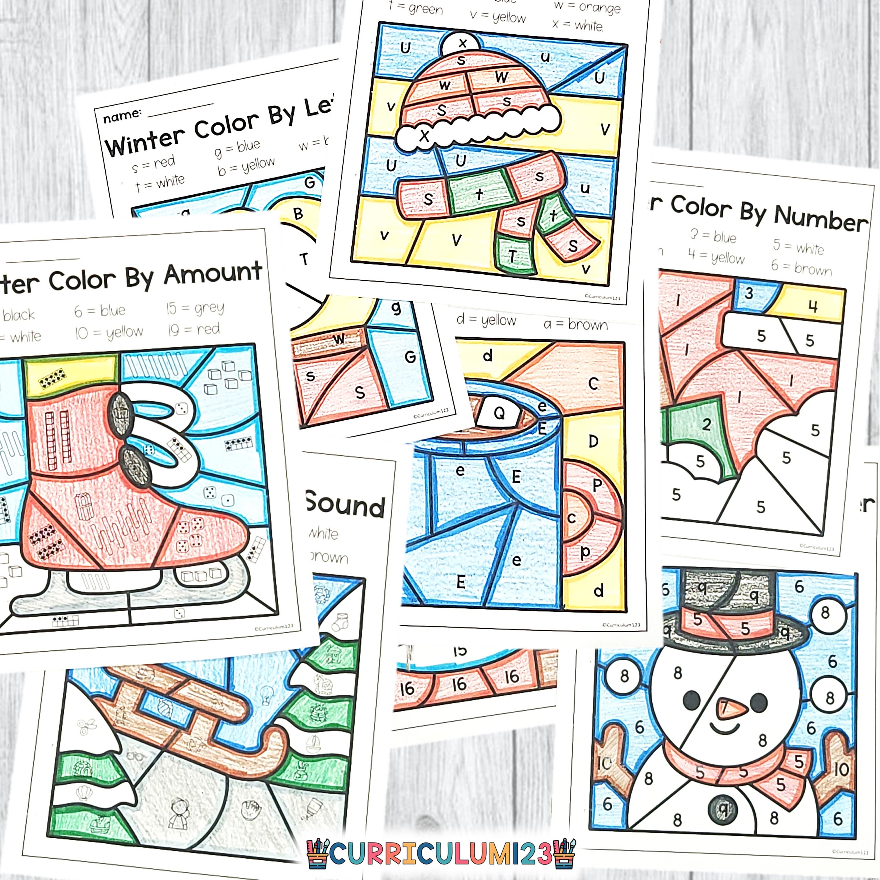 Winter Color by Number Printable Color by Letter Winter Activities for ...
