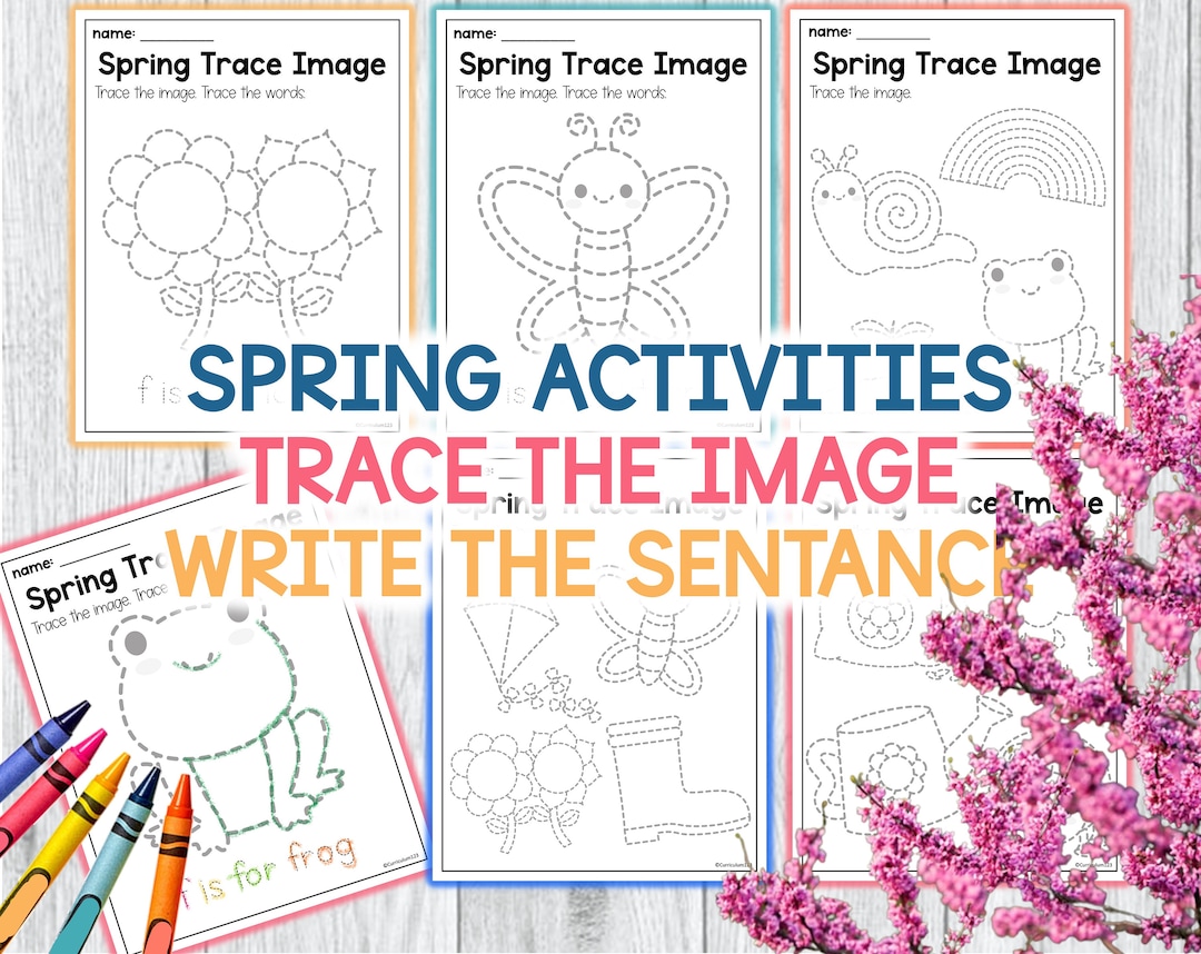 Spring Trace the Image Printable Fine Motor Skills Spring Activities ...