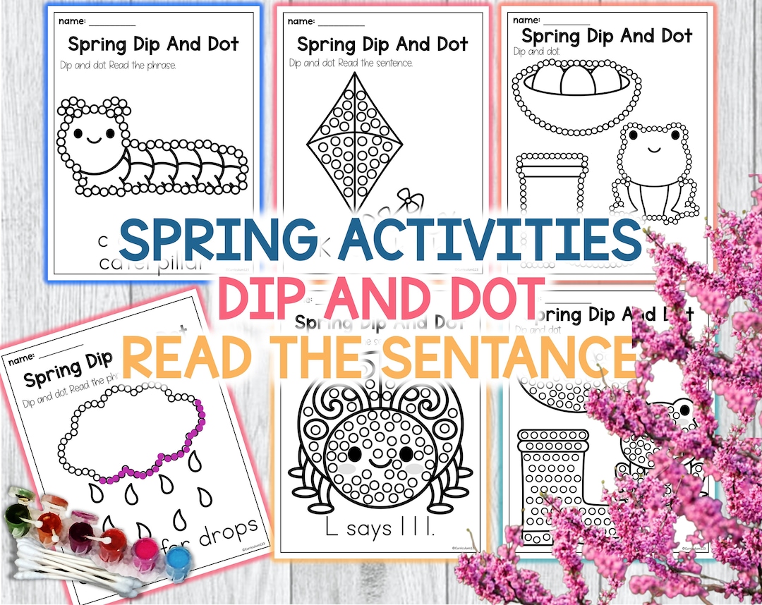 Spring Dip and Dot Printable Fine Motor Skills Spring Cotton Swab ...