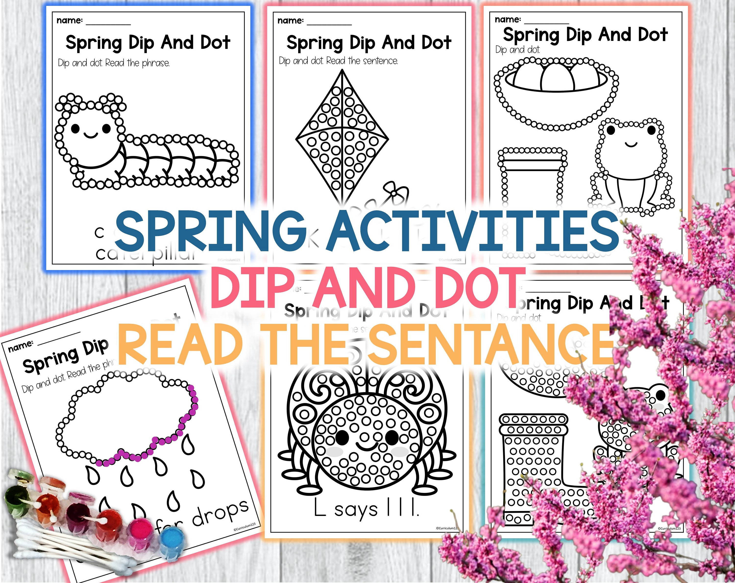 Spring Dip and Dot Printable Fine Motor Skills Spring Cotton Swab ...
