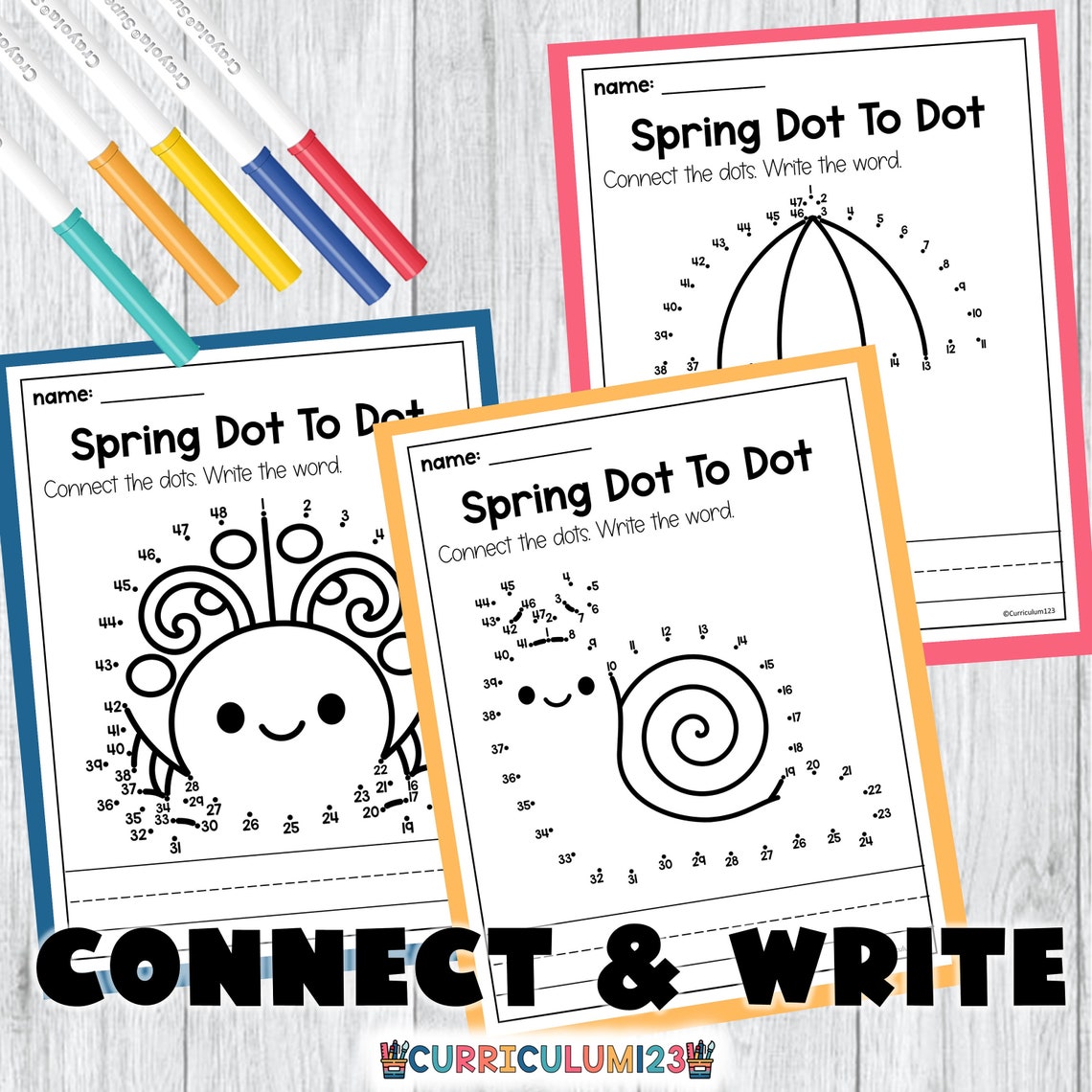 Spring Dot to Dot Printable Coloring Pages Spring Activities for ...