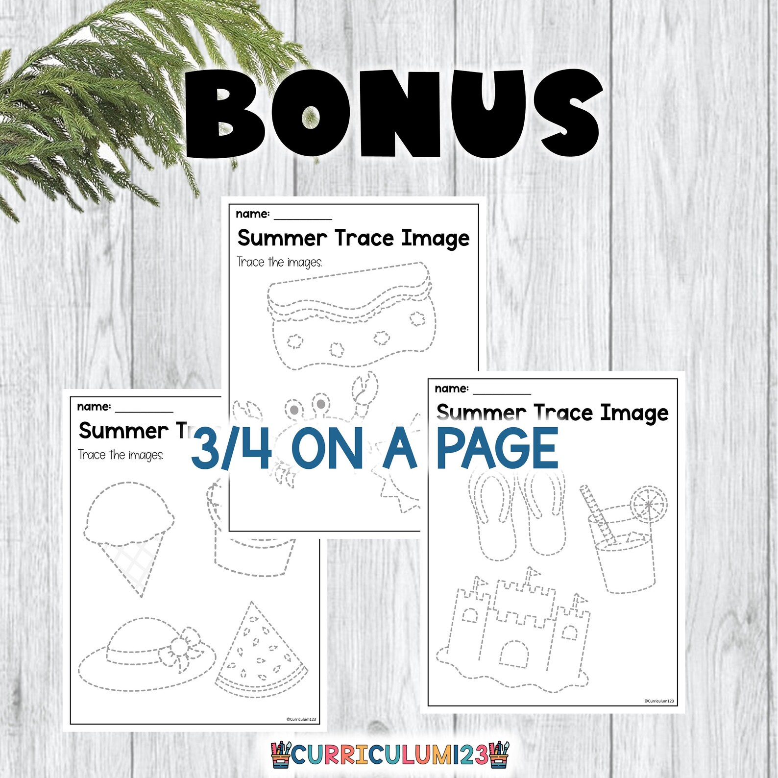 Summer Tracing the Image Preschool Practice | Summer Coloring Sheets - Etsy