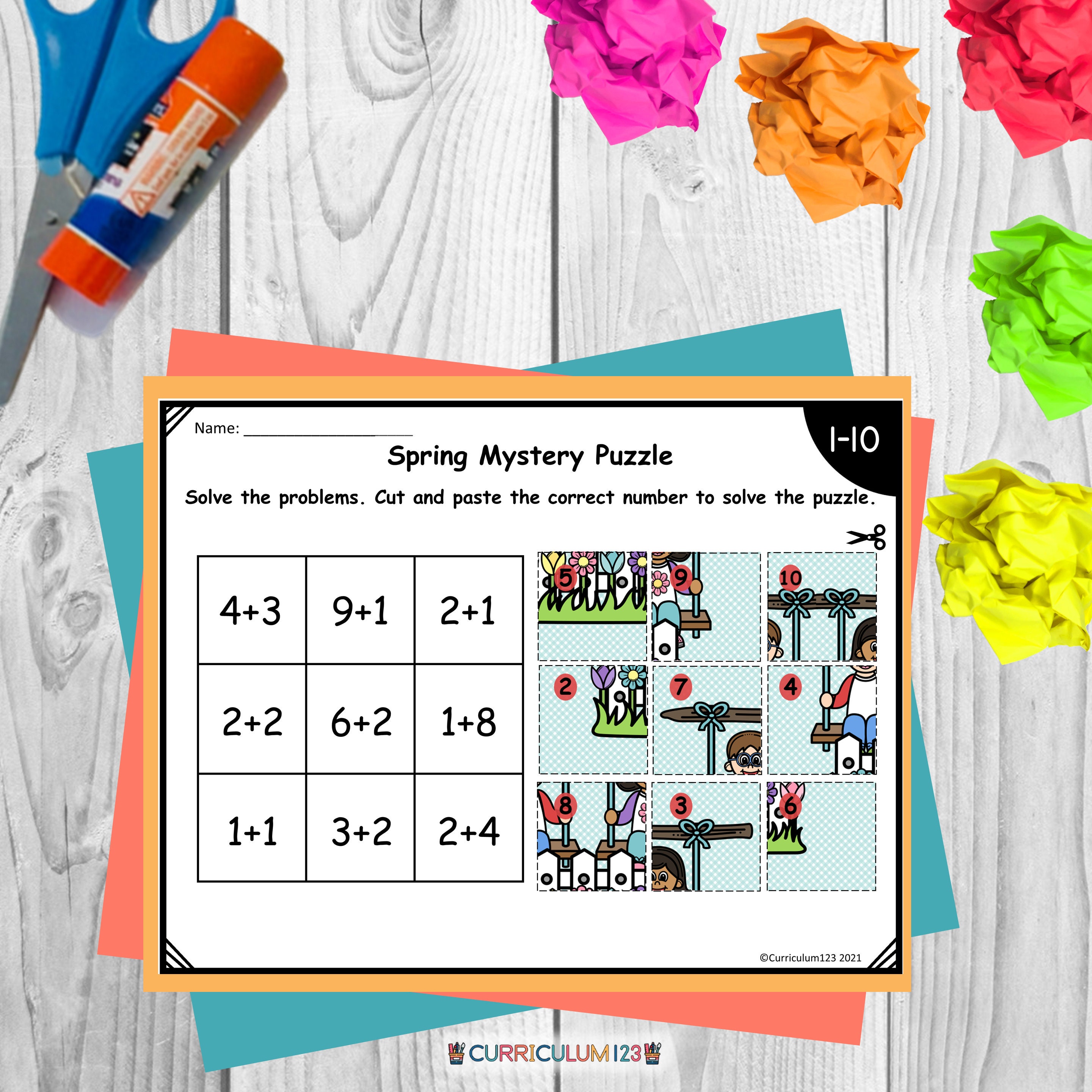 Spring Mystery Puzzle for Addition and Subtraction, Math Drills ...