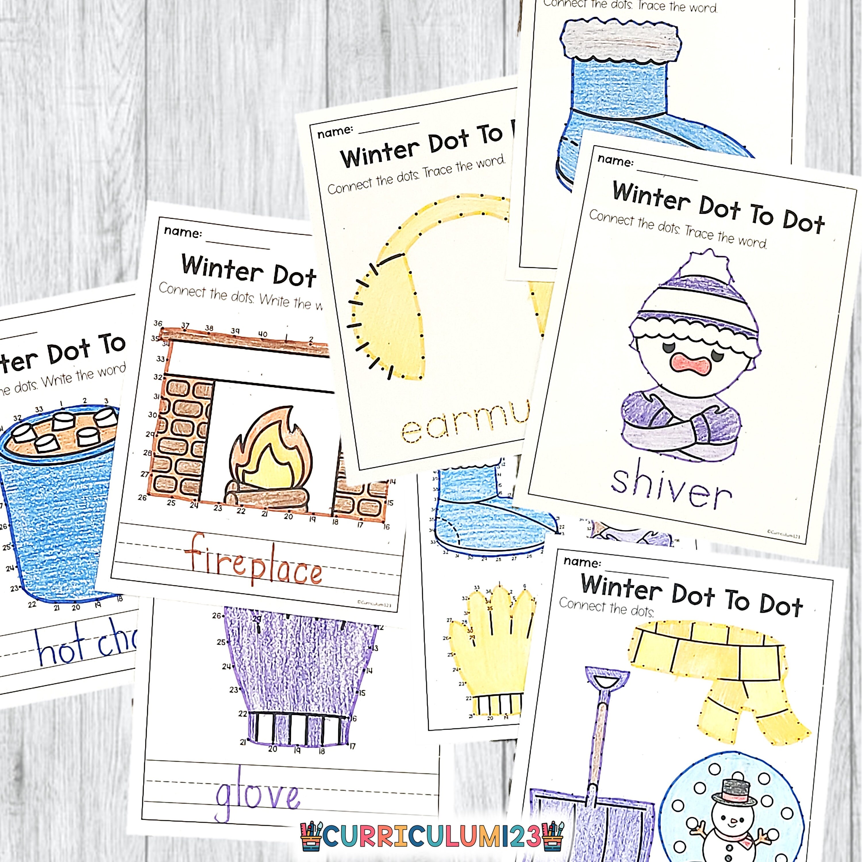 Winter Dot to Dot Printable Coloring Pages Winter Activities - Etsy