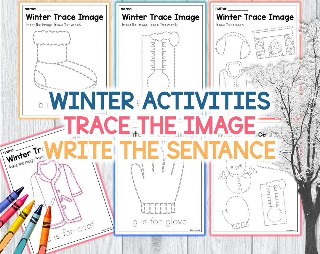 Winter Trace the Image Printable Fine Motor Skills Winter Activities ...
