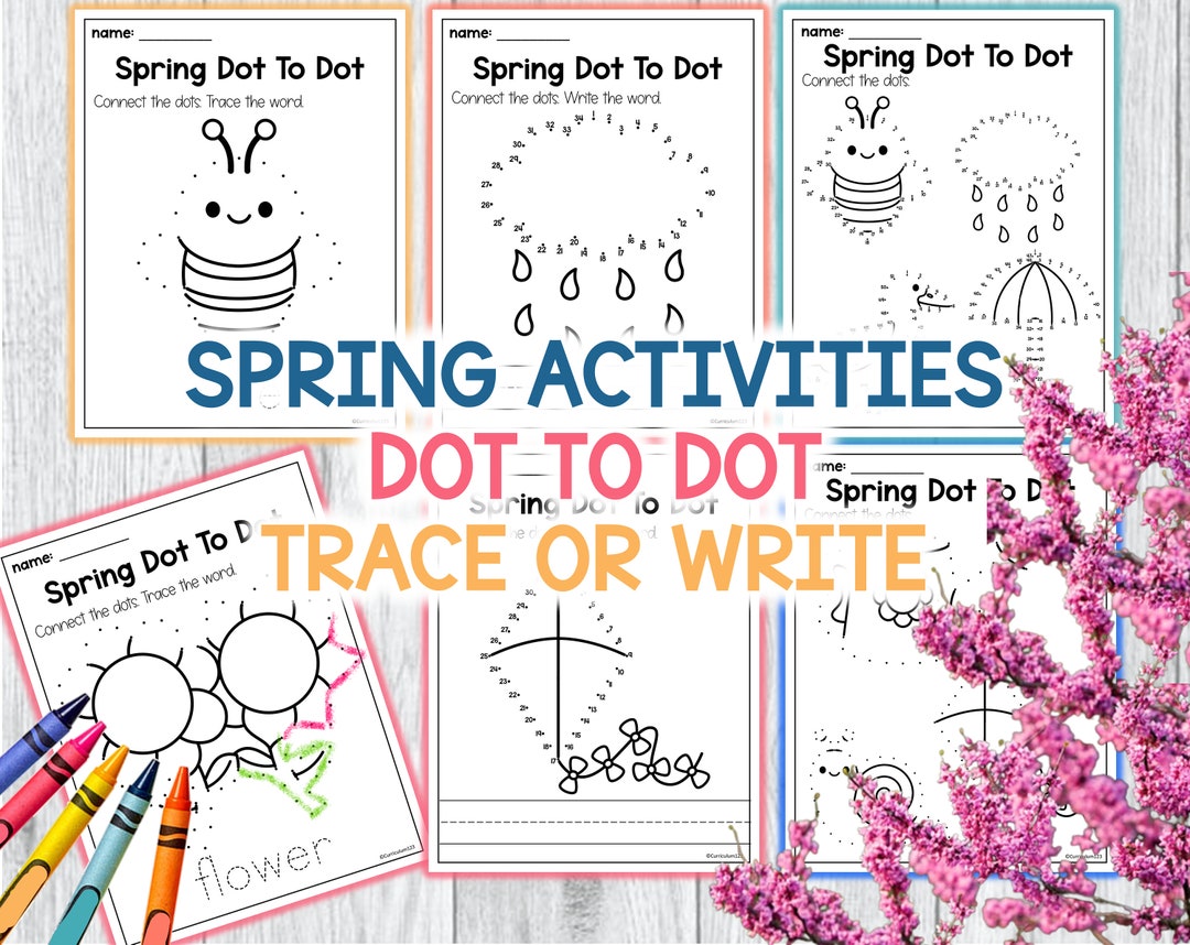 Spring Dot to Dot Printable Coloring Pages Spring Activities for ...